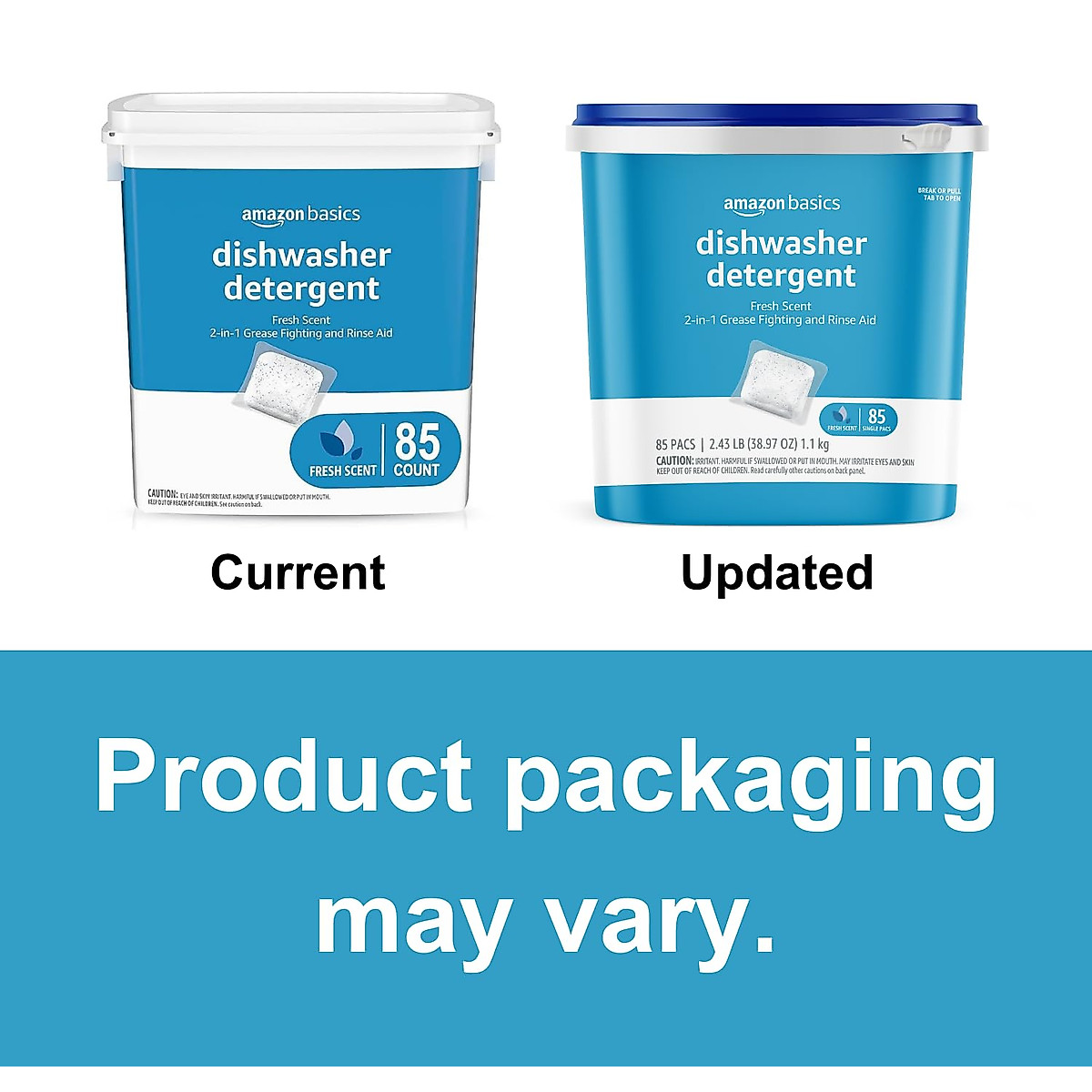 Amazon Basics Dishwasher Detergent Pacs, Fresh Scent, 85 Count (Previously Solimo)