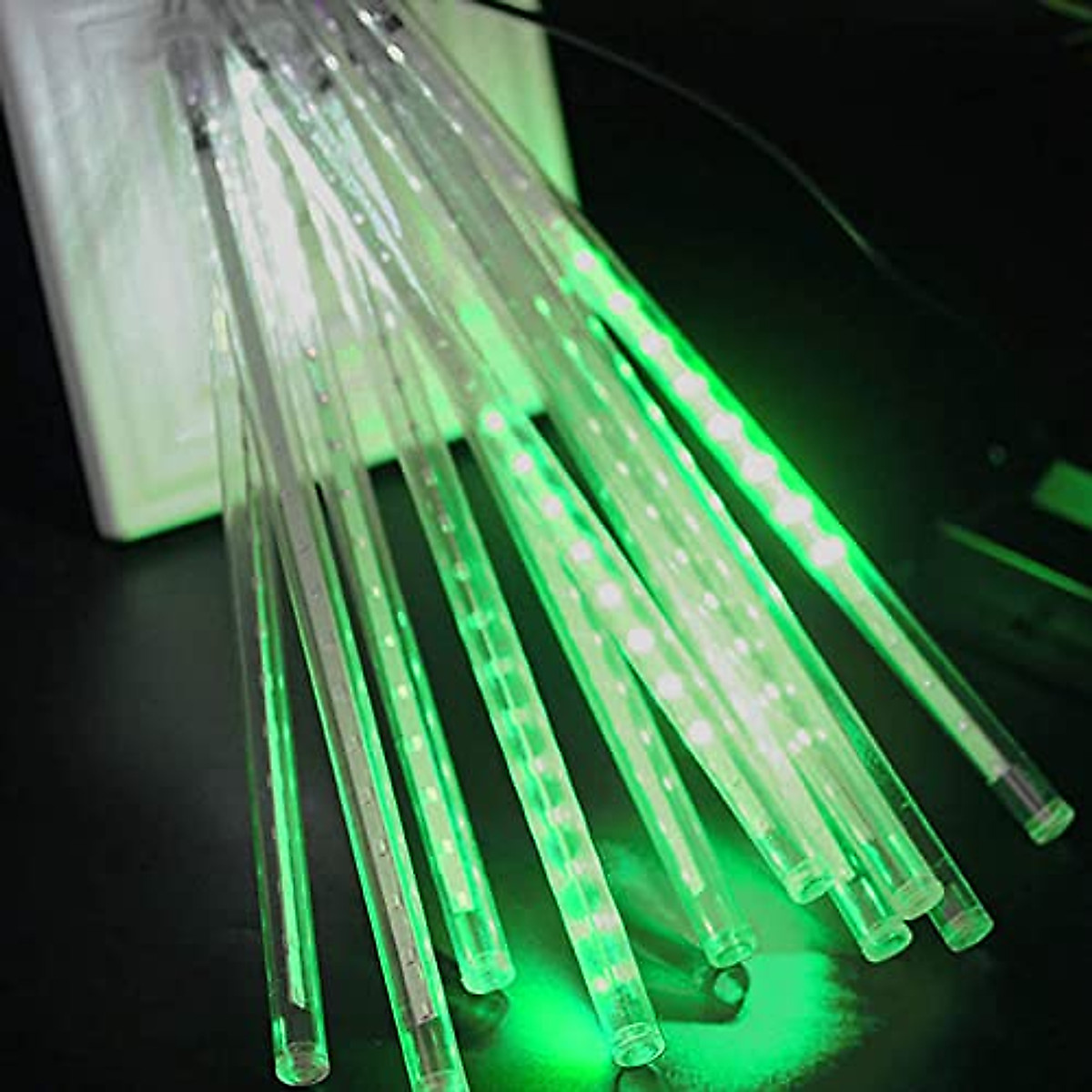 GUOYUYU Meteor Shower Rain Light 50cm 10 Tubes 480 LED Waterproof Falling Rain Lights Snow Falling for Home Decor Wedding Garden, Green