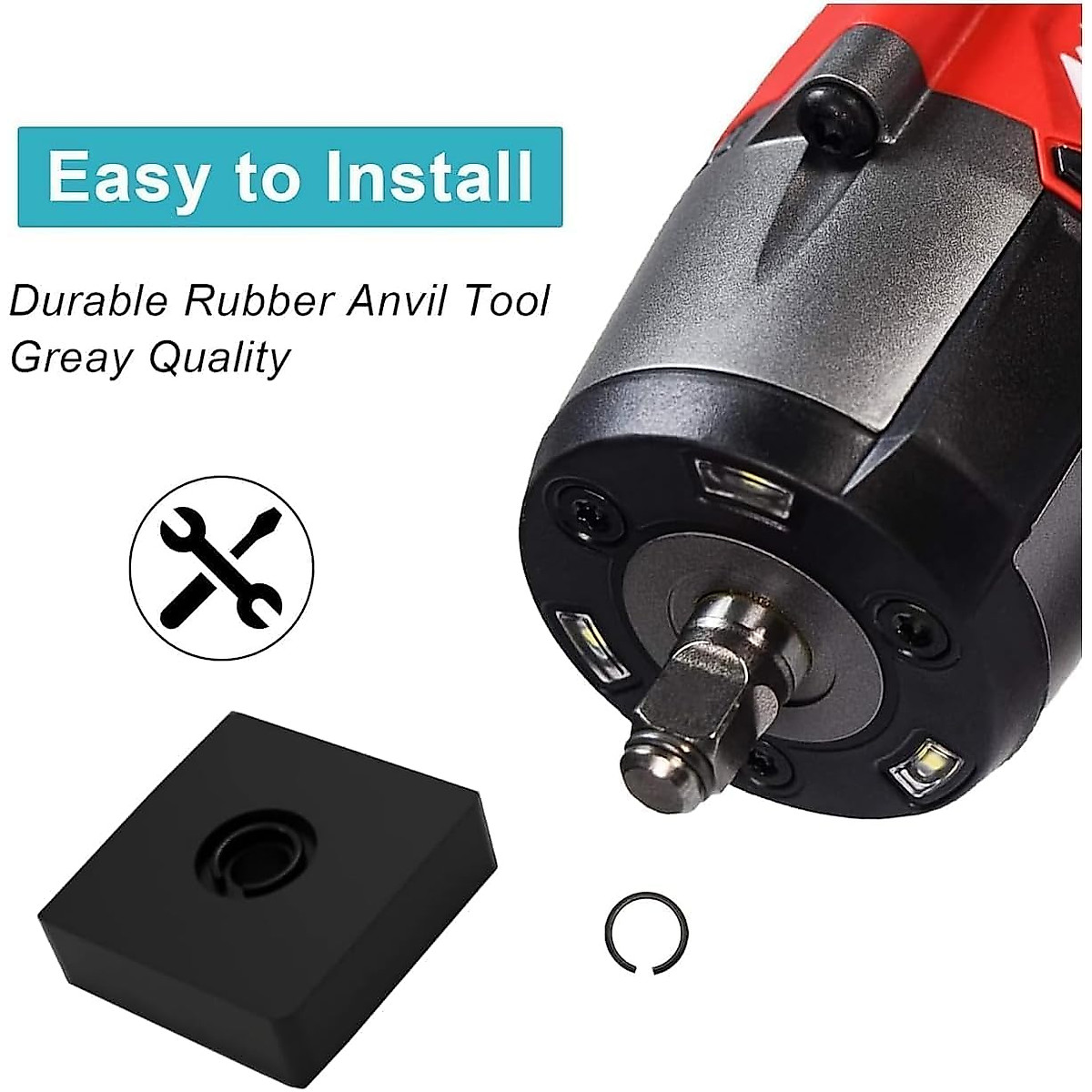(5+5Sets) 3/8" and 1/2" Impact Retaining Ring Clip with O-Ring for Milwaukee Electric/Pneumatic Type Impact Wrench, Retainer Ring Anvil Install Tool Included