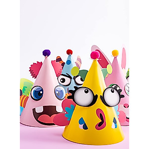 JOYIN 12 Sets Party Hats for Kids Birthday Party Games Craft Activities, Cute Animal Theme Birthday Hats Activity Kits with Stickers for Kids Holiday Party Favors