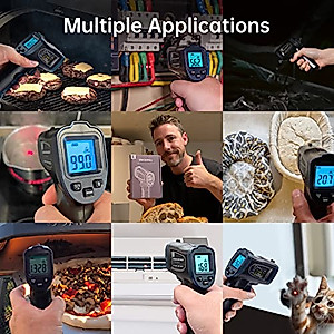 ERICKHILL Infrared Thermometer, Heat Temperature Temp Gun for Cooking, Adjustable Emissivity - for Cooking, Pizza Oven, Meat, Griddle, Grill, HVAC, Engine, -58°F~752°F, Meat Thermometer Included