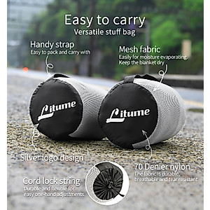 Litume Travel Blanket Lightweight and Breathable, 67 x 48 in Soft Airplane Flight Blanket for Travelers, Foldable Camping Sheet with Stuff Sack for Train, Camp, backapcking, office, home (Velvet E650)