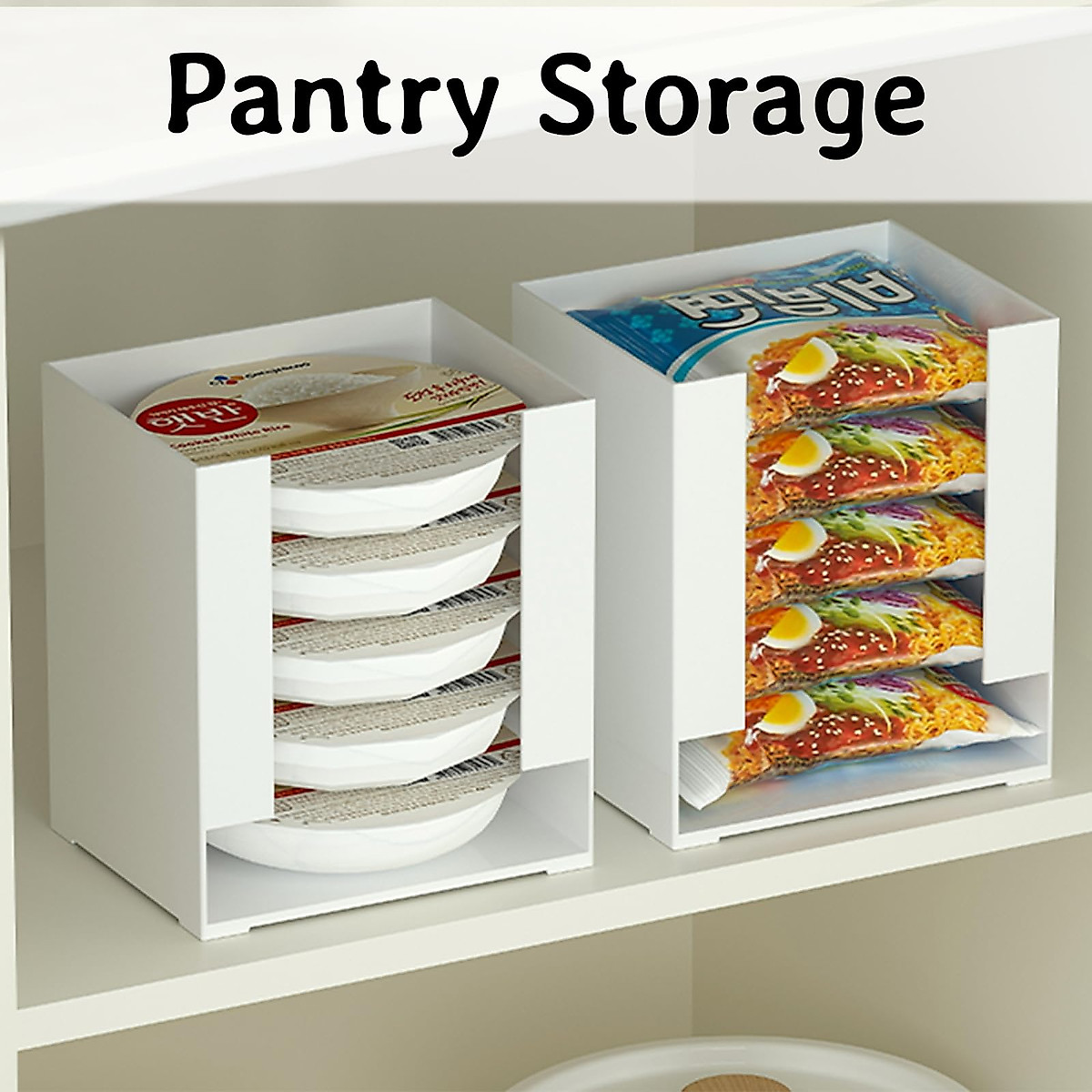 UXIVCKI Storage Container Keep Food Packets Stacked, Plastic Organizer Stackable Basket for Kitchen Cabinet Pantry Countertop Shelf Closet Bathroom, Organize Noodles, Snacks, Facial Masks
