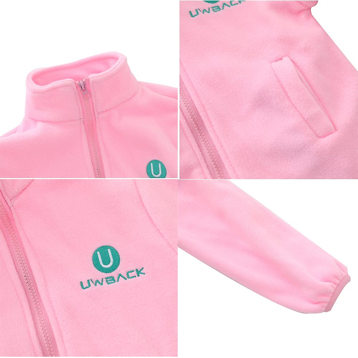 UWBACK Girls Jacket 3 In 1 Detachable Liner Fleece Windproof Waterproof Winter Coat With Hood Pink Love 150