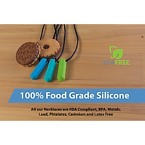 Tilcare Chew Chew Crayon Sensory Necklace Set – Best for Autism, Biting and Teething Kids – Perfectly Textured Silicone Chewy Toy - Chewing Pendant for Boys & Girls - Chew Necklaces