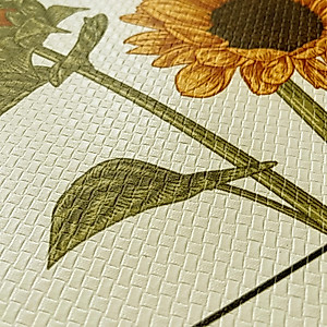 UKELER Farmhouse Kitchen Rug Set 2 PCS Sunflower Floral Waterproof Laundry Room Rugs Runner Non Slip Cushioned Anti-Fatigue Area Rugs for Kitchen Laundry Room