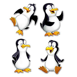 Beistle Penguin Cutouts (4 Pack), 14.75"-16", Multicolor