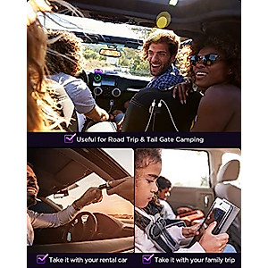 5 Multi USB Car Charger, Car Charger Adapter, USB Car Charger for Multiple Devices, 12V USB Charger Multi Port, Car Charger Cigarette Lighter Adapter USB Charger with 5FT Cable for Back Seat Charging