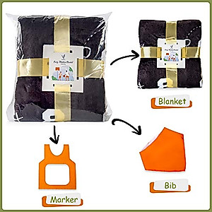 SUKOON Monthly Milestone Blanket for Baby Boy/Girl | Basketball Theme | Includes Frame and Bib | Large | 47"x40" | Personalized Baby Month Blanket for Newborn Baby Shower