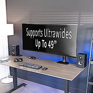 VIVO Aluminum Ultrawide Monitor Stand, Classic, Fits up to 49 inch Computer Screens, Single Articulating Pneumatic Arm, C-Clamp and Grommet Desk Mount, Max VESA 200x100, Black, STAND-V100H