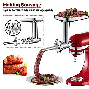 GVODE Meat Grinder Attachment for Kitchenaid Stand Mixer, Including 3 Sausage Stuffer Accessory, Metal Food Grinder, gvode meat grinder kitchenaid