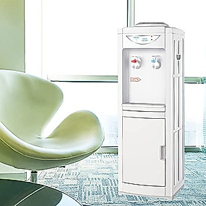 Comft Top Loading Water Cooler Water Dispenser - Cold & Cool Water, Child Safety Lock, 5 Gallon Water Dispenser for Home Office School Kitchen with Storage Cabinet, White (RR1)