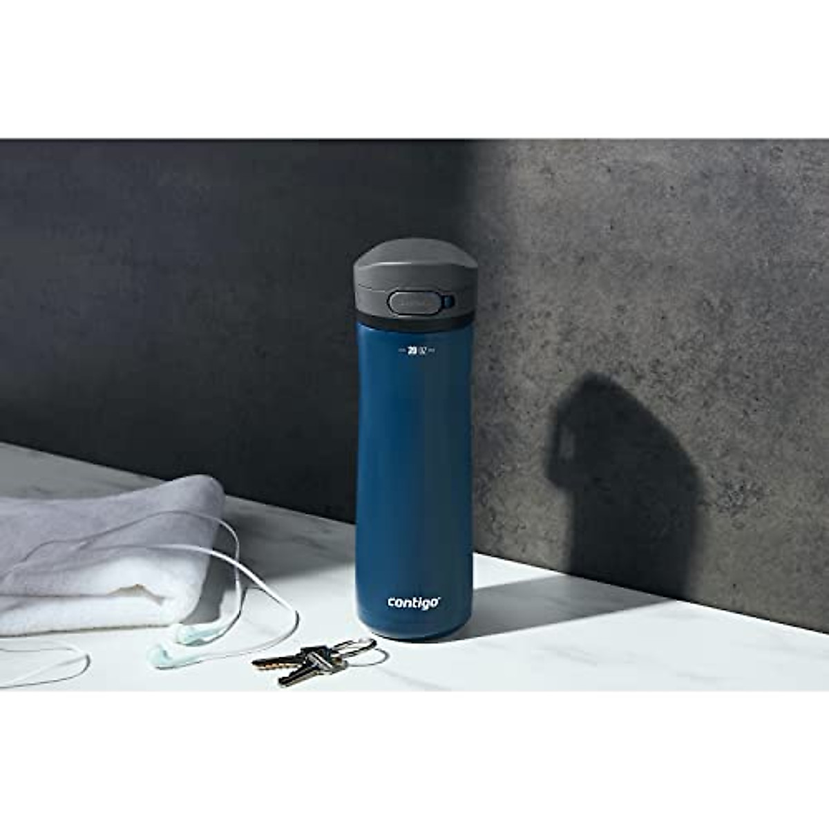 Contigo Jackson Chill 2.0 Vacuum-Insulated Stainless Steel Water Bottle, Secure Lid Technology for Leak-Proof Travel, Keeps Drinks Cold for 12 Hours, 20oz Blueberry