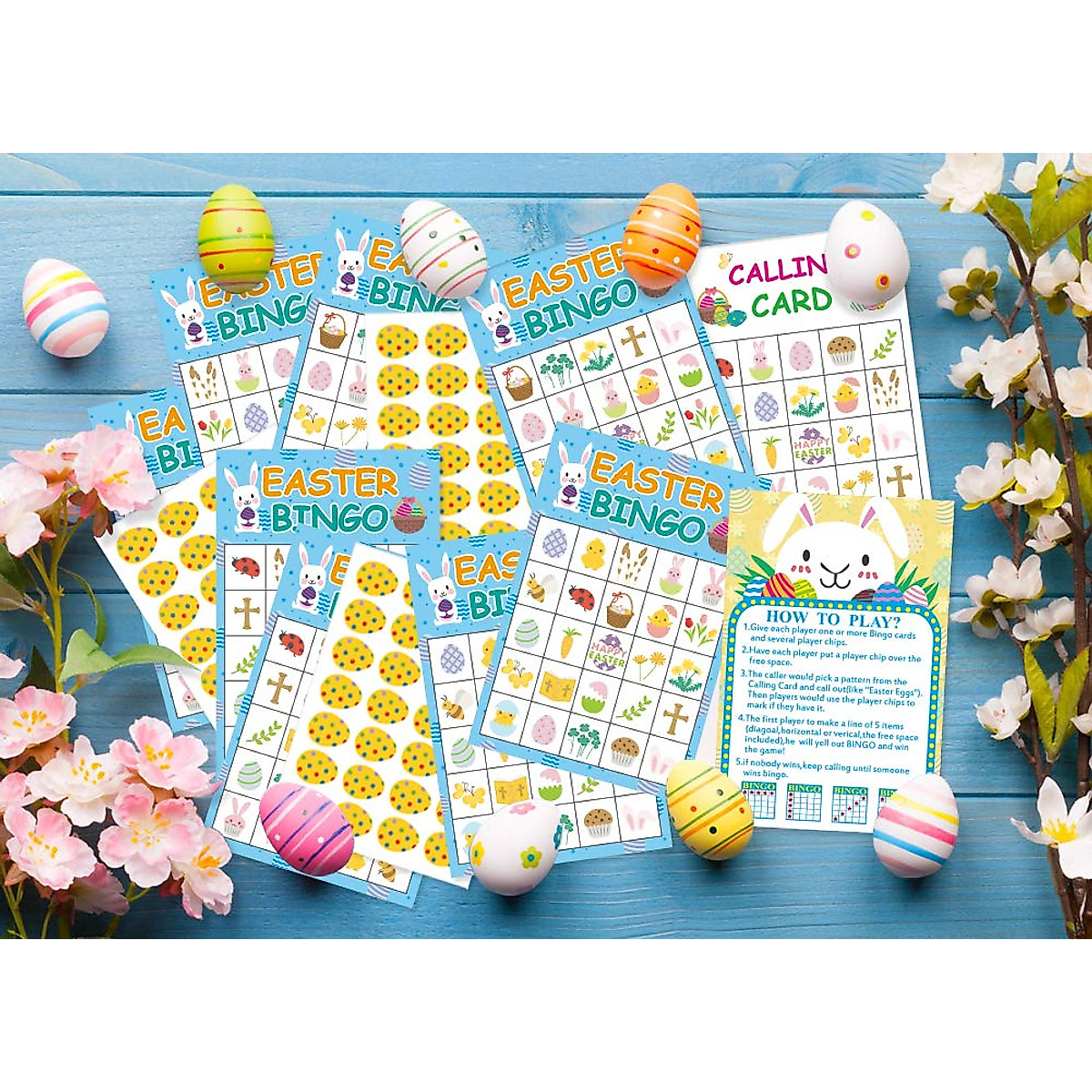 XJF Easter Bingo Game for Kids,24 Players for Kids Party Supplies,School Classroom Activities