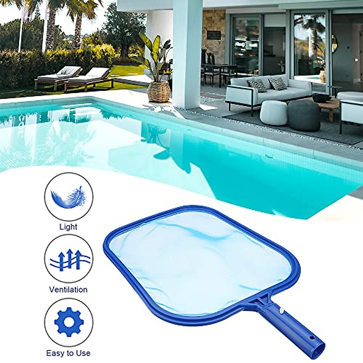 Hot Tub Cleaning Kit Accessories Contain Pool Net, Paddling Pool Brush and Scrubber Pad, with a Pair Gloves as a Gift, All in 1
