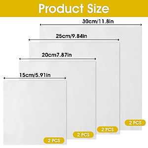 Prasacco 8 PCS White Embroidery Fabric, 4 Size Pre-Cut Natural Cotton Embroidery Cloth Fabric Squares Embroidery Fabric Cross Stitch Fabric Fabric Embroidery Cloth for Craft Garment Embroidery