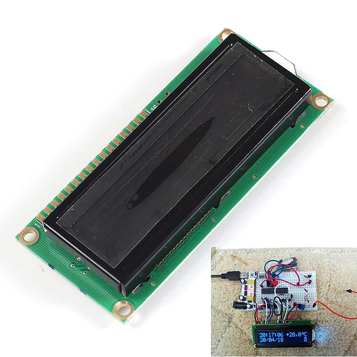 LCD1602A 16x2 White Screen Character Dot Matrix 1602 Blacklight LCD Display Module Black Background Parallel Port