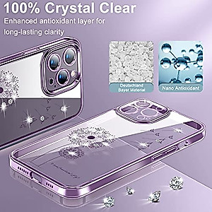 Crystal Bumper Case for iPhone 14 Pro Max Phone Case Clear Slim Silicone Transparent Cute Diamond Flowers 14 Pro Max Case Shockproof Apple Protective Cover para iPhone 14 Pro Max Cases for Women