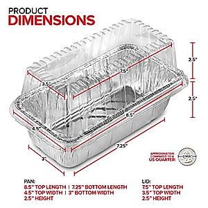 Stock Your Home Disposable Aluminum Loaf Pans with Lids, 2 Lb (50 Pack) Foil Baking Tins with Plastic Lid, Tin Pan with Cover for Cake, Banana Bread, Meatloaf, Mini Lasagna, Drip Trays