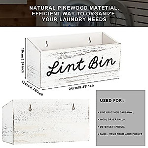 Dryer Sheet Dispenser 2 Pieces Farmhouse Laundry Softener Dispenser Wood Dryer Sheet Holder Laundry Detergent Holder White Fabric Softener Dispenser for Laundry Room Home Decor Organization, 2 Sizes