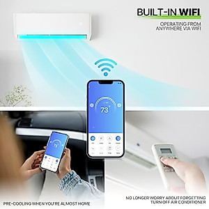 Magshion 12000 BTU Mini Split AC/Heating System with 1 Ton Pre-Charged Heat Pump, 22 SEER2 115V Wifi Enabled Wall Mounted Inverter AC - Cools Rooms up to 550 Sq. Ft, Installation Kits Included