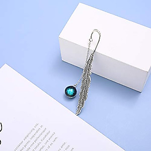 Toirxarn Metal Feather Bookmark - Unique 12 Constellation Designs with Fluorescent Pendants, Perfect Gift Idea for Women's Birthday, Girls, Boy Friends, Readers, Students, and Teachers.(Blue Pisces)