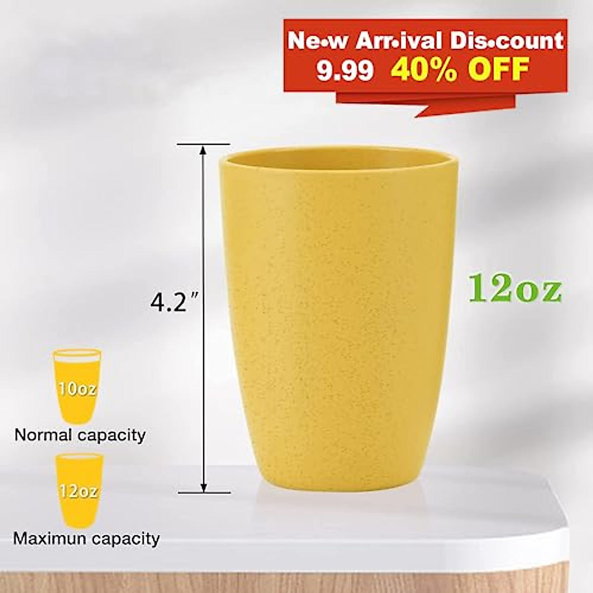 Mfacoy Wheat Straw Cups Set of 6, 12 oz Unbreakable Drinking Cups, Reusable Cups, Stackable Tumbler Cups, Colourful Water Cup Set for Kitchen, BPA Free, Dishwasher & Microwave Safe, Cups with 6 Colors