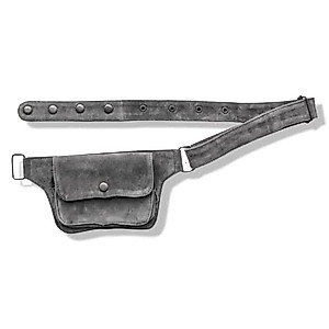 Unisex Leather Festival Belt,Suede, 2 pocket,ren fair, playa wear, travel belt, festival belt, hip bag, belt bag for sports hiking travel bicycling, party purse, Grey, Adjustable 26″ to 42″ around