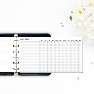 Pocket Monthly Habit Tracker Fold-Out Planner Insert Refill, 3.2 x 4.7 inches, Fits Filofax, LV PM, Kikki K, Moterm and Other Ring Binders, Choose Quantity