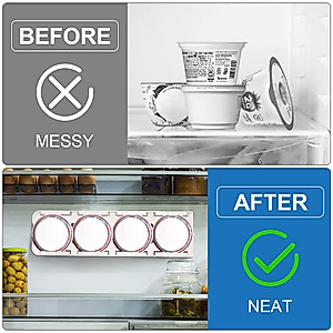 Sophico Yogurt Organizer for Fridge, 4 Capacity Yogurt Sliders for Refrigerator, Yogurt Holder with Adhesive Tapes for 3.75 Inch Yogurt, Greek and Vegan Yogurt (White,2 Pack)