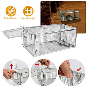 iMounTEK Humane Rart Trap Animal Steel Cage Traps, Live Animal Trap Mouse Trap Cage Humane Live Mouse Trap Reusable Metal Rat Rodent Cage Catch Release Continuous Capture for Indoor/Warehouse