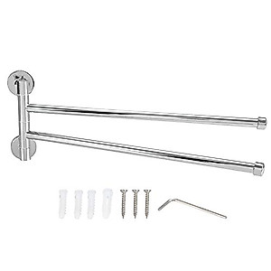 Towel Rack, Stainless Steel Towel Rail hroom Storage Shelf with 2 Towel Bar Wall Mounted Towel Holder for hroom Hotel Kitchen(2 Arms)