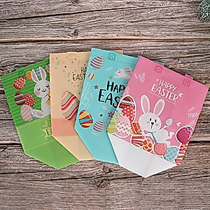 16 Pack Easter Gift Bags Reusable Tote Bag With Handle, Bunny Easter Egg Non-Woven Bag Foldable Water Resistant Treat Bag for Holiday Party Favors …