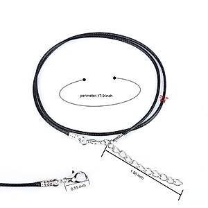 YGDZ Necklace Cord, 100pcs 1.5mm Waxed Bulk Leather Necklace Cord Necklace Rope String Chains with Clasp for Jewelry Making, Black