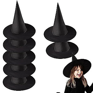 Nenrte Witch Hat, hanging witch hats, Halloween Witch Hats Decorations, Halloween Black Witch Hat Witch Cap Costume Accessory for Halloween Christmas Party(8pcs)