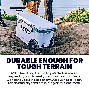 RTIC 52 Quart Ultra-Light Wheeled Hard Cooler Insulated Portable Ice Chest Box for Beach, Drink, Beverage, Camping, Picnic, Fishing, Boat, Barbecue, 30% Lighter Than Rotomolded Coolers, Patriot