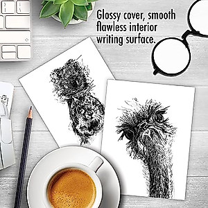 The Best Card Company - 10 Assorted Blank All Occasions Notecards Boxed Set 4 x 5.12 Inch with Envelopes (10 Designs, 1 Each) Boxed Assorted Kid Cards of Pets - CHARCOAL ANIMALS M2956OCB