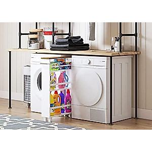 UTEX 4 Tiers Kitchen Slim Storage Cart, Rolling Side Storage Cabinet with Handle for Kitchen Bathroom Laundry Narrow Corner Places,White