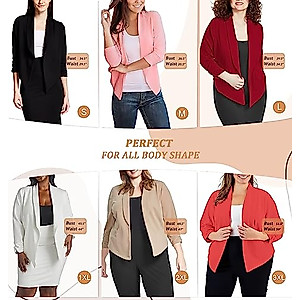 Hybrid & Company Womens Casual Work Office Open Front Blazer Jacket with Removable Shoulder Pads JK1133 Black Large