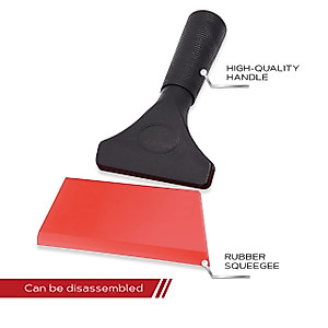 RimPro-Tec Squeegee for Window Cleaning - Car Squeegee for Drying - Mirror Cleaner Water Scraper Tool - Heavy Duty Silicone Red and Black Rubber Cleaning Squeegee - Window and Surface Cleaner Scraper