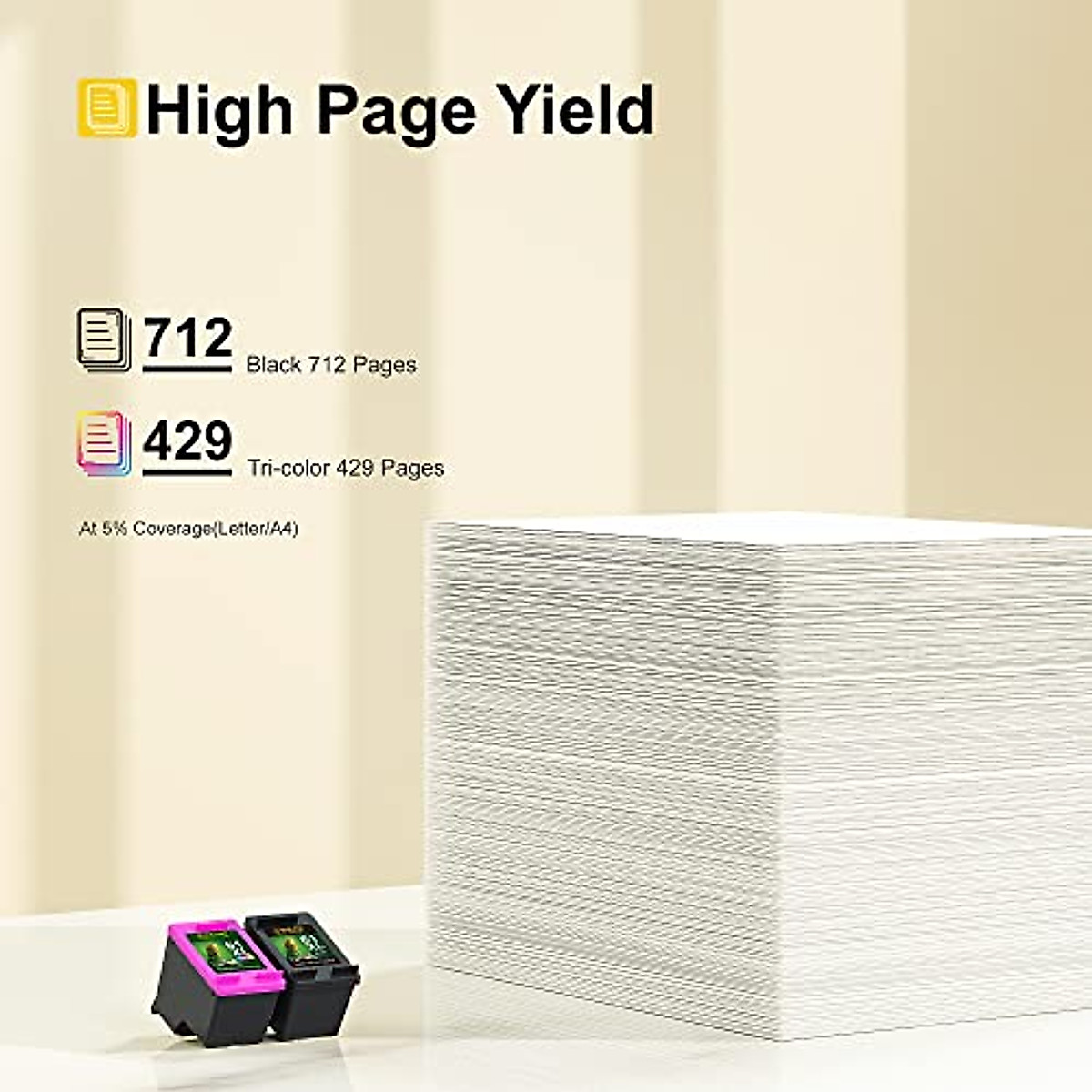 61XL Ink Cartridge Combo Pack High Yield Replacement for HP 61 Ink Work with Envy 5530 4500 4502 5534, Deskjet 1000 1010 3050 1056 1510, Officejet 4635 4630 Series Printer (Black, Tri-Color, 2-Pack)