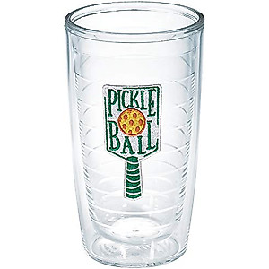 Tervis Pickleball Made in USA Double Walled Insulated Tumbler Cup Keeps Drinks Cold & Hot, 16oz - No Lid, Clear