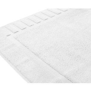 White Classic Luxury Bath Mat Floor Towel Set - Absorbent Cotton Hotel Spa Shower/Bathtub Mats [Not a Bathroom Rug] 22"x34" | 2 Pack | White