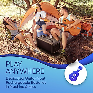 MASINGO Bluetooth Karaoke Machine for Adults and Kids - 2 Wireless Karaoke Microphones with Duet Mic Stand - Portable PA Speaker System, Disco Ball, Party Lights, TV Cable & Guitar Plug in - Lento X5