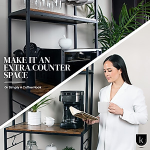 Elegant Wine Bar Cabinet - Wine Bar Stand with Durable Metal Frame and Engineered Wood - Multi-Tier Wine Cabinet with Built-in Wine Holders - Wine Rack Freestanding Floor