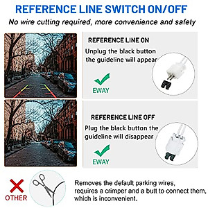 EWAY Classic 1.0 Backup Reverse Rear View Spare Tire Mount Camera for Jeep Wrangler 2007-2018, Reversing Parking Aftermarket Camera Removable Guideline, Uconnect Radio Backup Camera Wire Adapter