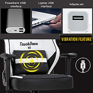 PC Gaming Chair Big and Tall Office Chair, 500LBS Wide Seat Desk Chair with Lumbar Support Headrest 2D Arms Task Swivel Ergonomic PU Adjustable Massage Bed, Adjustable Best Home Office Chair - Black