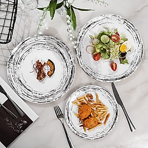 Yinshine Melamine Dinnerware Sets, 12 Pcs Plates and Bowls Set, Dinner Dishes Set for 4, Lightweight, Unbreakable, Dishwasher Safe,White