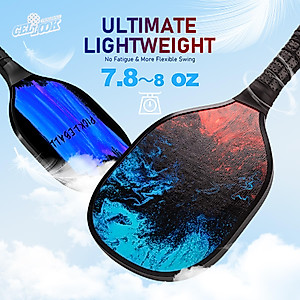 CELLOOK Pickleball Paddles Set of 4, Wooden & Honeycomb Core Pickle Ball Rackets, 4 Pickle Balls, 4 Cooling Towels & Pickleball Bag, Gifts for for Adults Kids Beginners (Dazzling)