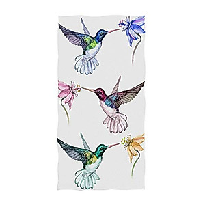 AGONA Beautiful Colorful Hummingbirds Floral Hand Towels Absorbent Soft Face Towels Large Decorative Bath Towels Multipurpose for Bathroom Kitchen Gym Yoga 30"x15"